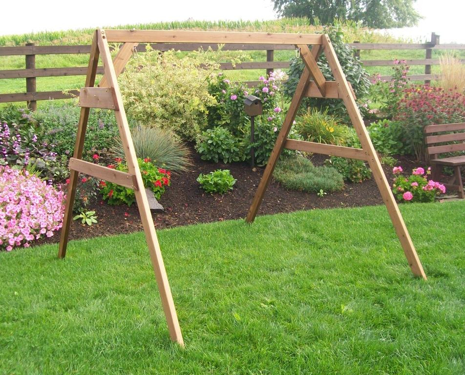 Cedar Yard Swing Frame with Roof | Covered Yard Swing