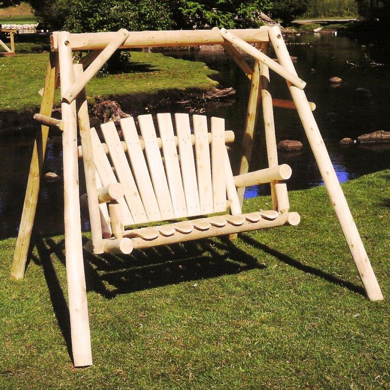 Rustic White Cedar Log Picket Swing Set Bench