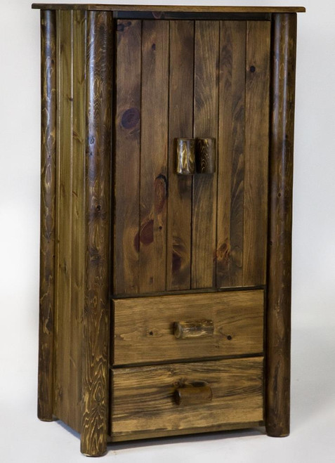 Rustic Pine & Cedar Log Armoire | Log Wardrobe Closet
