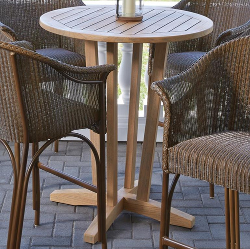 Lloyd Flanders Teak 30" Round Bar Height Table