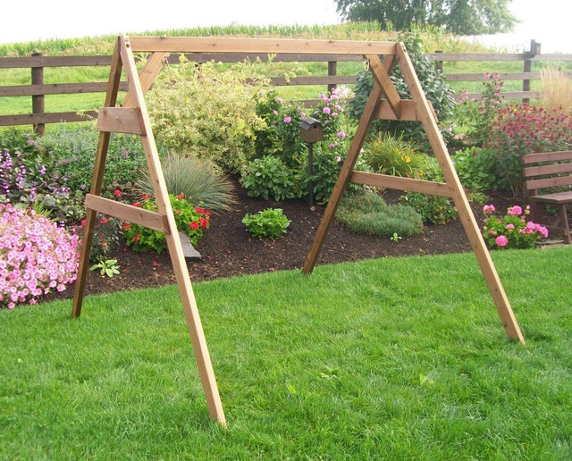Cedar Yard Swing Frame with Roof | Covered Yard Swing