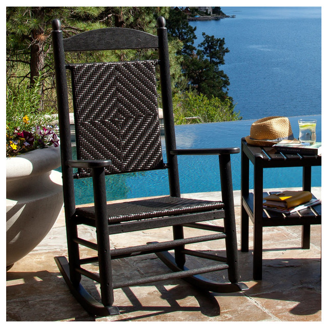 POLYWOOD Jefferson Woven Rocker|Woven Seat Rocking Chair