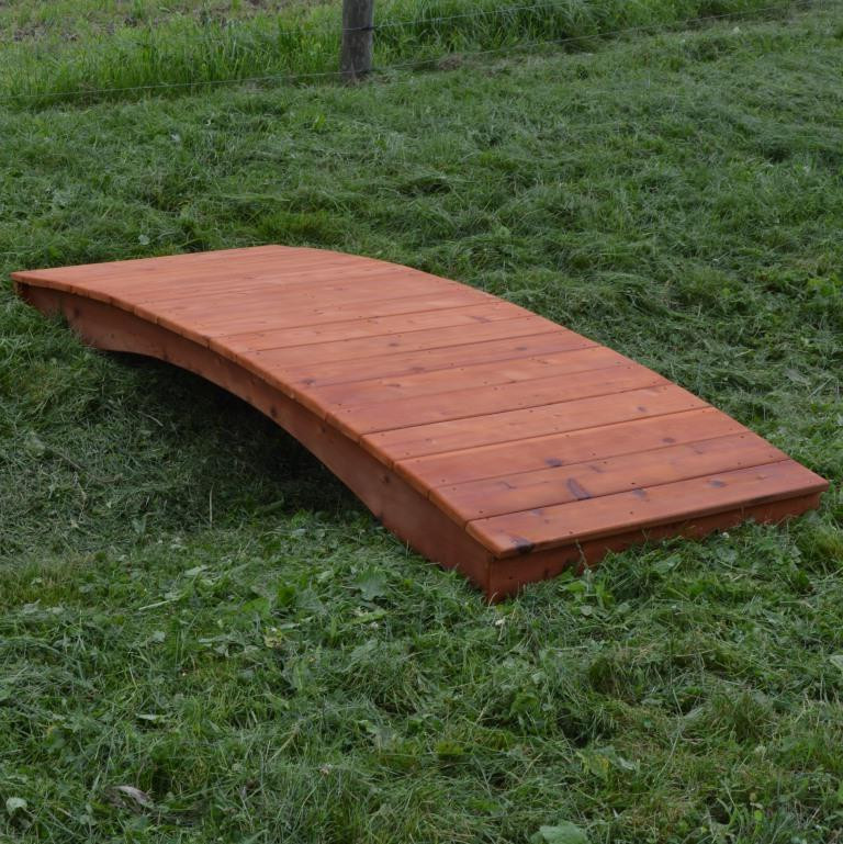 Traditional Wood Plank Garden Bridge - Pine