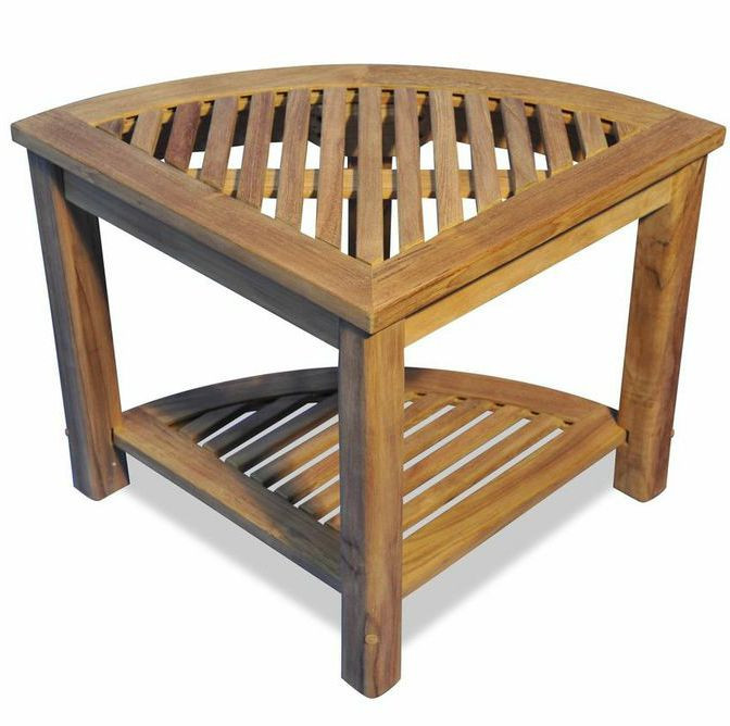 Regal Teak Shower Corner Table|Teak Wood Corner Table