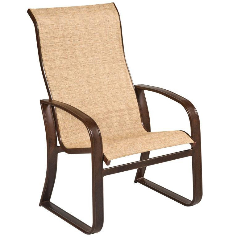 Woodard Cayman Isle Padded Sling High Back Swivel Dining Chair