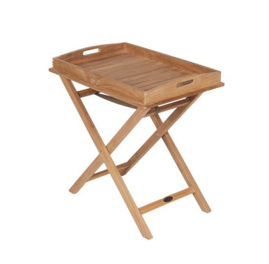 Royal Teak Wood Outdoor Serving Tray Table on Stand