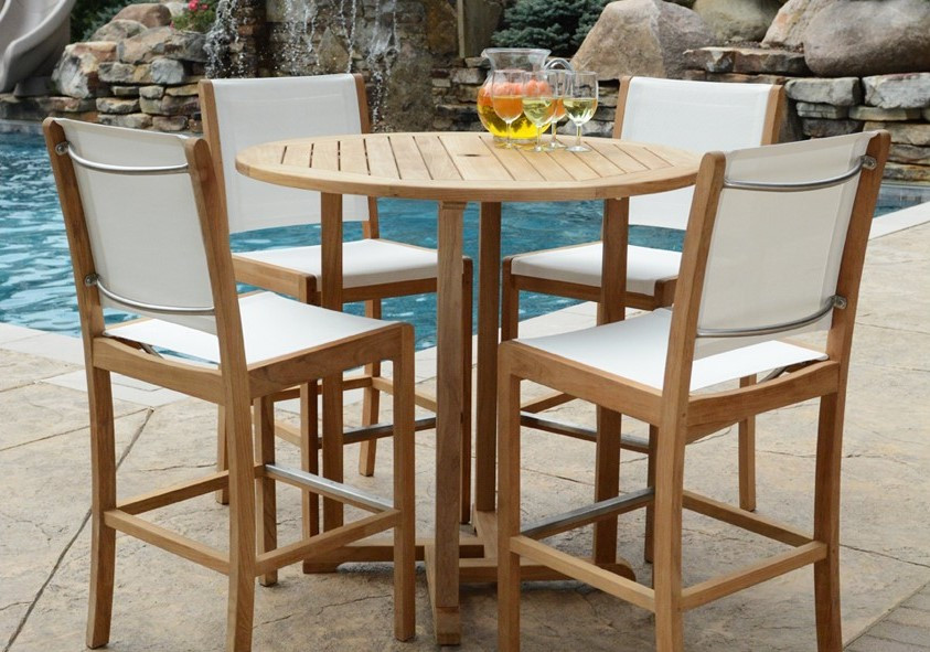 Teak pub table and chairs store