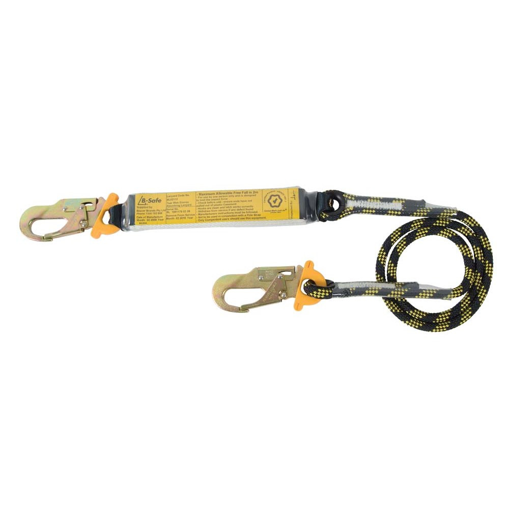 Beaver Shock Absorbing Lanyard B-Safe Rope 2M Steel Snap Hooks 50KG-140KG - BL02112HD - Tool Kit ...
