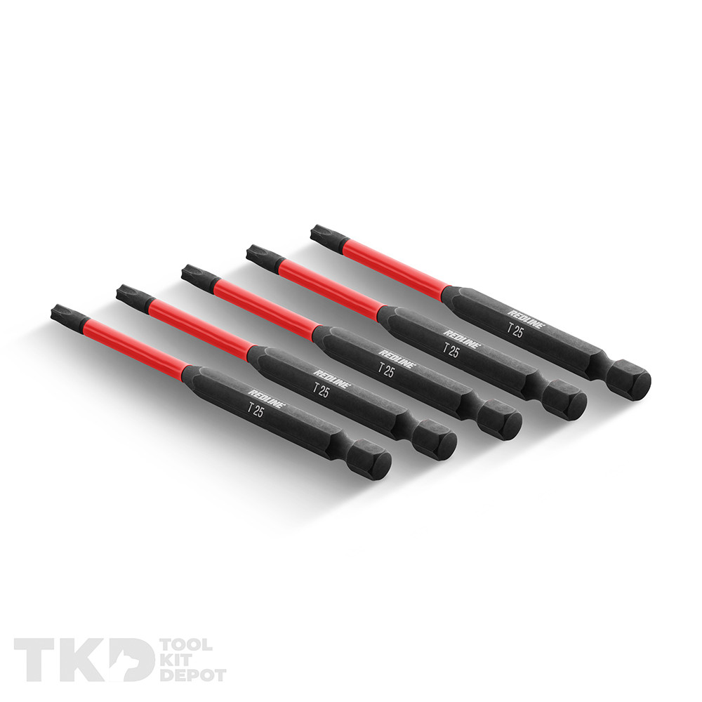 Redline Impact Bit Hex T25 100mm 5 Piece - RL455323 - Tool Kit Depot