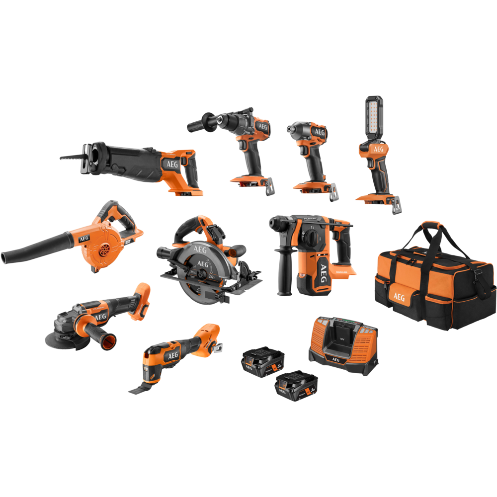 AEG FUSION 9 Piece 18V 5.0ah A18FX9B152B Kit - Tool Kit Depot