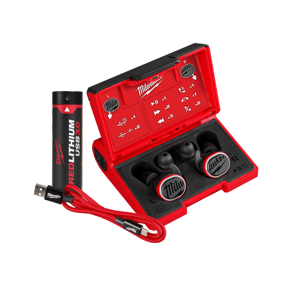 Milwaukee REDLITHIUM™ USB Headphones Bluetooth 3.0 Ah Kit - L4RLEPB301