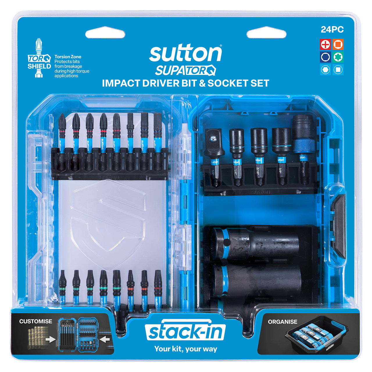 Sutton SupaTorq Stack-In Screwdriver & Socket Set 24 Piece - S250S24A ...