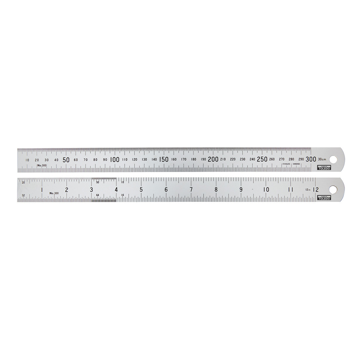Toledo 300mm Metric and English Stainless Steel Rules - Double Sided