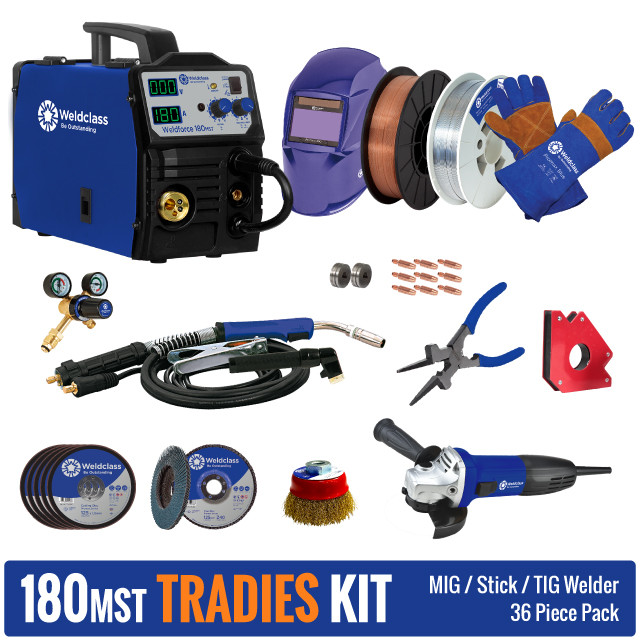 Weldclass Welder MIG/Stick/TIG Weldforce 180MST Tradie Kit (36 Pieces) - Tool Kit Depot