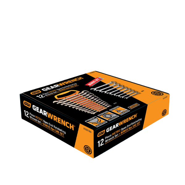 Gearwrench Open End Ratchet Metric 12 Pce Set + Imperial Set - Tool Kit Depot