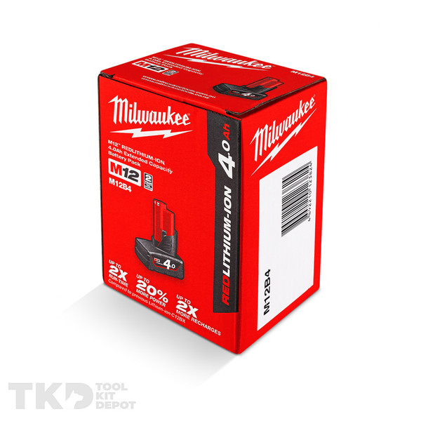 Milwaukee M12 4.0Ah REDLITHIUM-ION Battery Pack - M12B4 | Tool Kit Depot