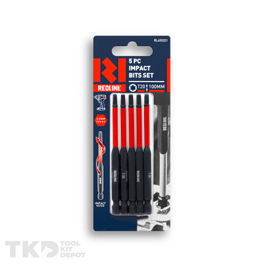 Redline Impact Bit Hex T20 100mm 5 Piece - RL455321 - Tool Kit Depot