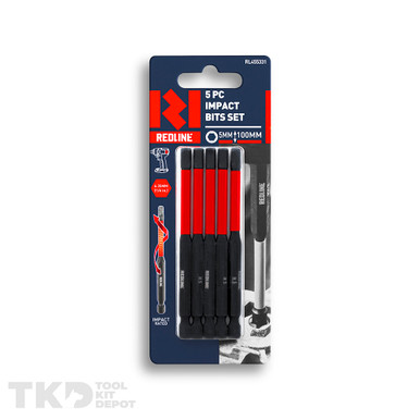 Redline Impact Bit Hex 5x100mm 5 Piece - RL455331 - Tool Kit Depot