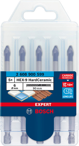 Bosch Expert HEX-9 Drill Bit Set Hard Ceramic 5 Piece x 6mm ...