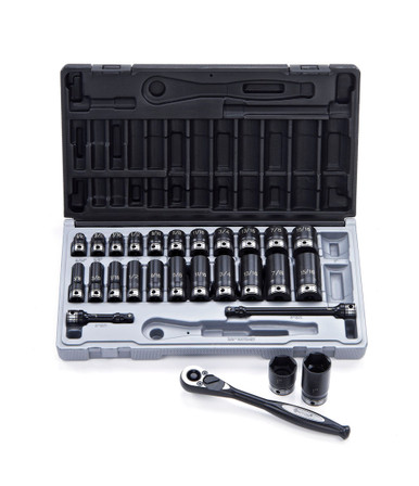 Dual Action Thin Wall Impact Socket Set 3/8" Imperial 27 Piece ...