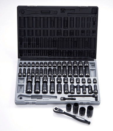Dual Action Thin Wall Impact Socket Set 3/8" Metric/Imp 59 Piece ...