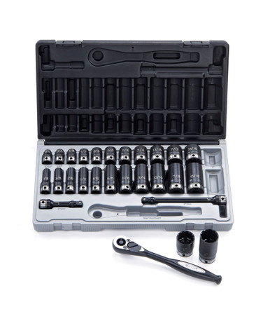 Dual Action Thin Wall Impact Socket Set 3/8" Imperial 27 Piece ...