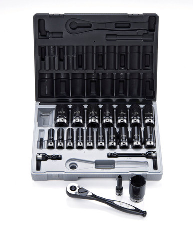 Dual Action Thin Wall Impact Socket Set 1/2" Imperial Deep 22 Piece ...