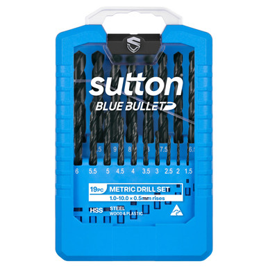 Sutton HSS Blue Bullet Jobber Drill Set 1-10mm Metric 19 Piece ...
