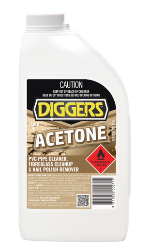Diggers Acetone 1 Litre - 16255-61DIG - Tool Kit Depot