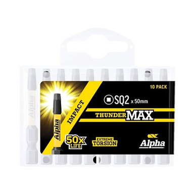 Alpha ThunderMax Impact Power Bit SQ2 x 50 MM 10 Pack - SQ250SMH - Tool ...