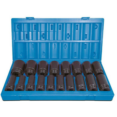 Action Tools 18 Pieces 3/4 Drive 6-Point - Imperial Deep Socket Set