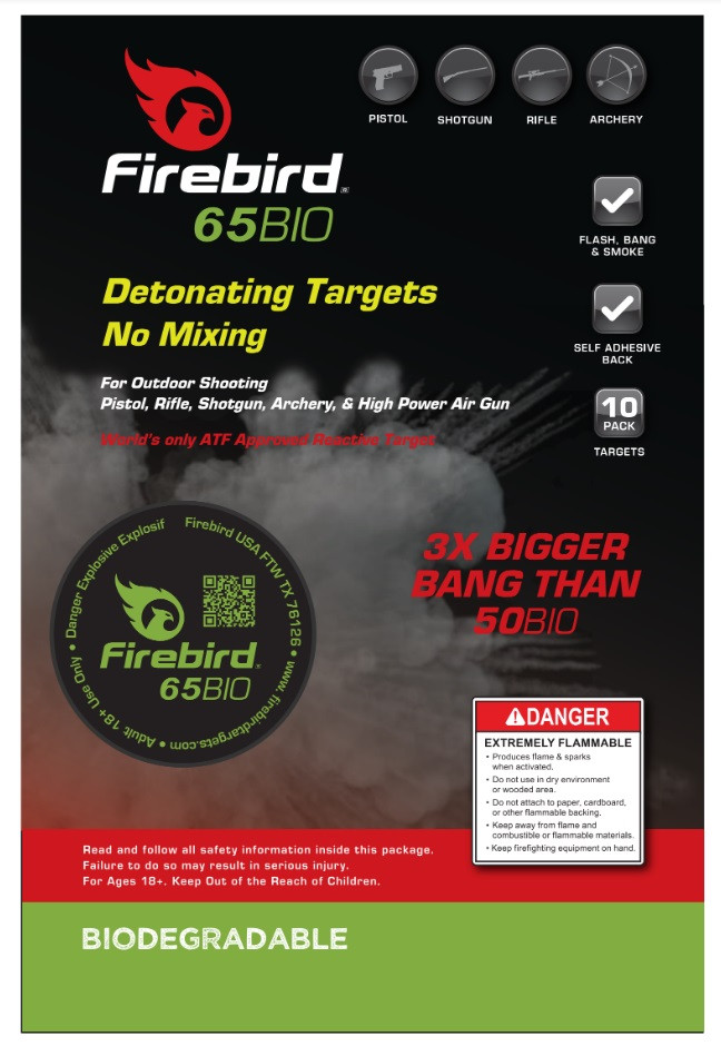 Firebird Targets FT65BIO 65mm Biodegradable Round Adhesive Exploding ...