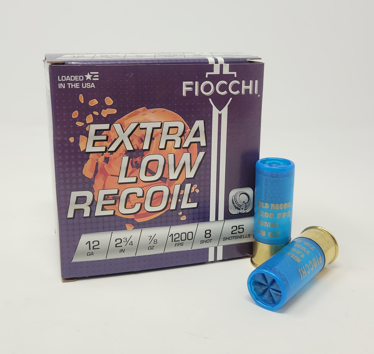 Fiocchi 12 Gauge Ammunition Extra Low Recoil FI1278OZ8 2-3/4" #8 Shot 7 ...