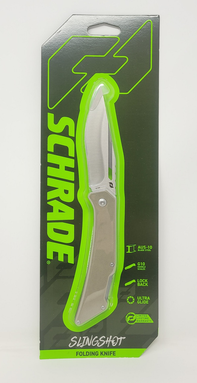 Schrade Slingshot Lockback Folding Knife SCH1159301 G10 Handle AUS-10 ...