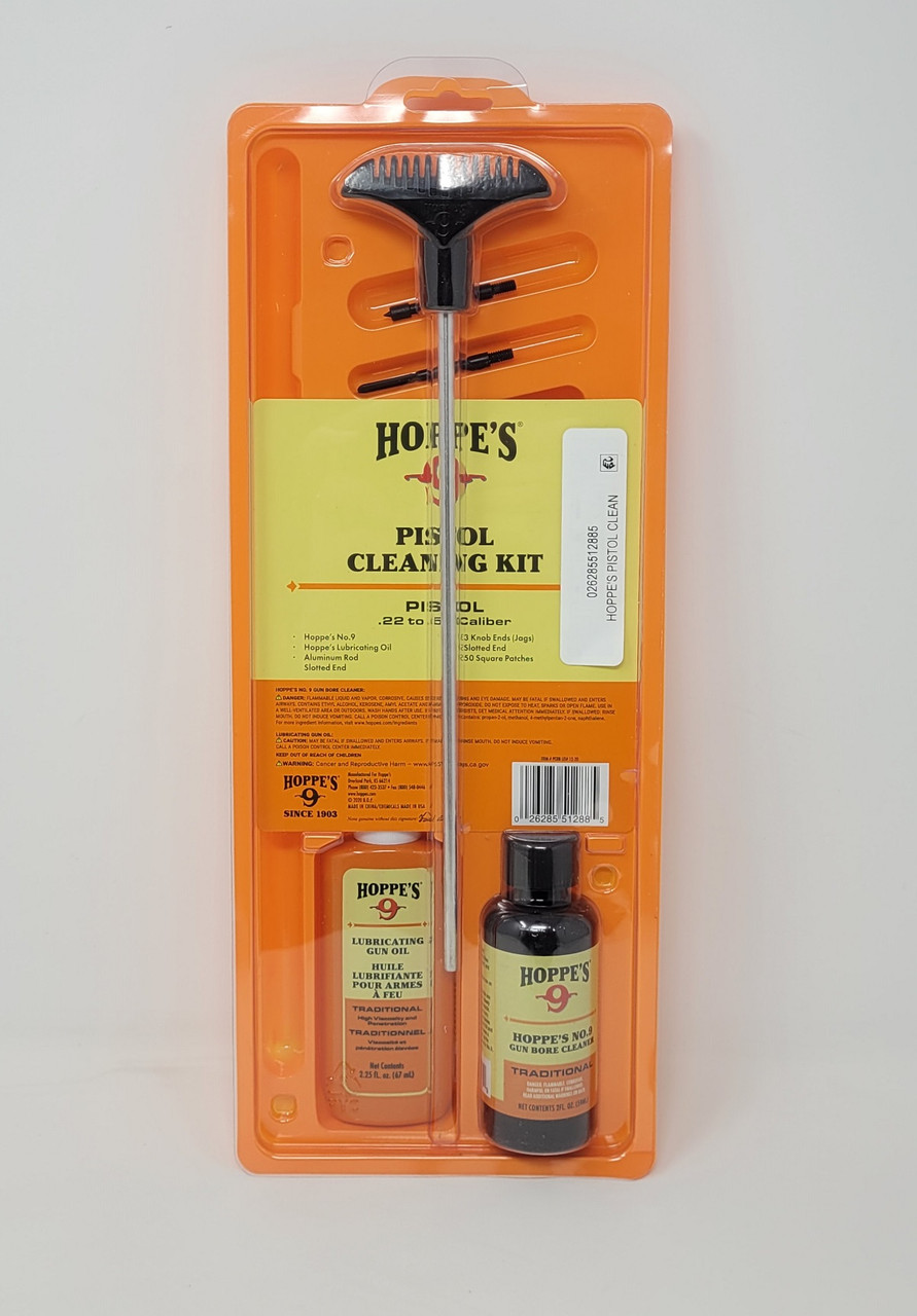 Hoppe's Clamshell Cleaning Kit With Aluminum Rod Pistol .22 TO .50 Cal