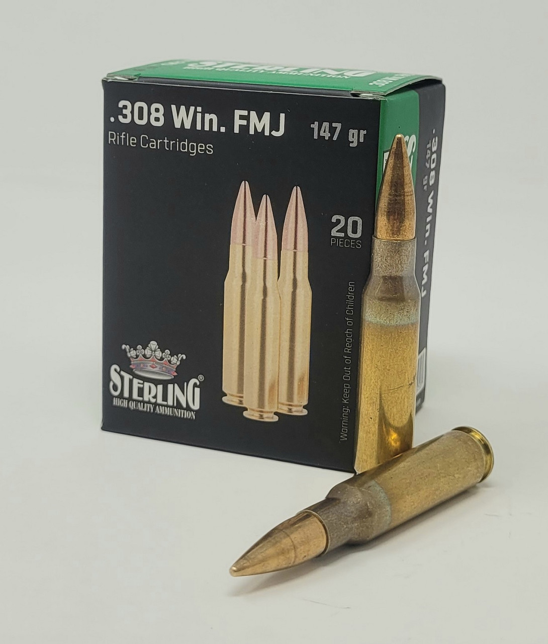 Sterling 308 Win Ammunition STRLG308FMJ147 147 Grain Full Metal Jacket ...