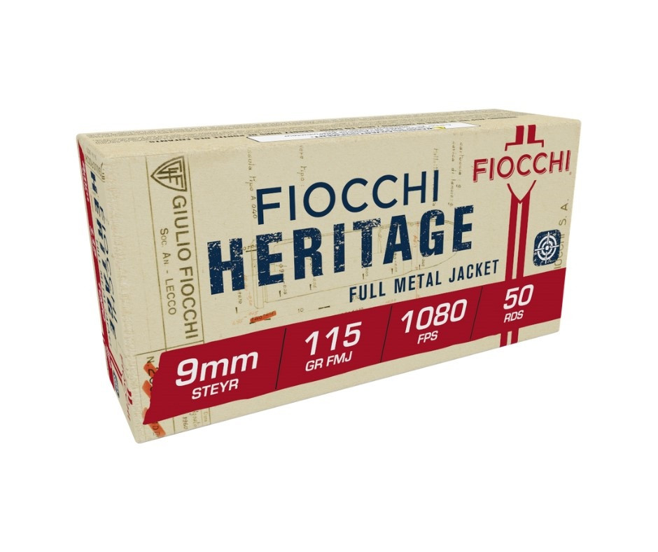 Fiocchi 9x23mm Steyr Ammunition Heritage FI9SA 115 Grain Full Metal ...