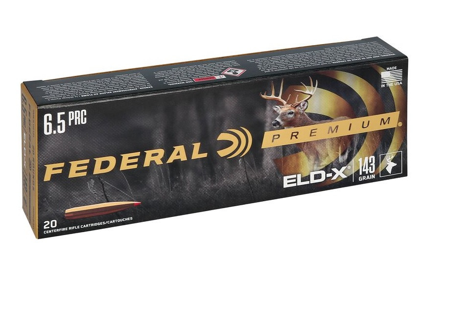 Federal Premium 6.5mm PRC Ammunition P65PRCELDX1 143 Grain ELD-X 20 Rounds