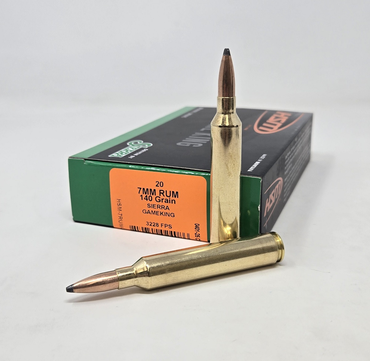HSM 7mm RUM Ammunition Gameking HSM7RUM-8-N 140 Grain Jacketed Soft ...