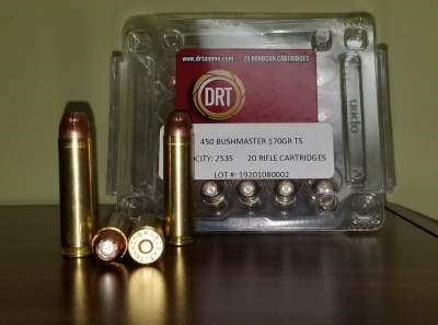 DRT 450 Bushmaster Ammunition Terminal Shock 170 Grain Jacketed Hollow ...