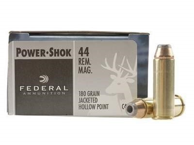 Federal 44 Magnum Ammunition Power-Shok C44B 180 Grain Jacketed Hollow ...