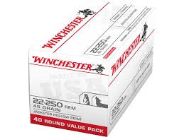 Winchester 22-250 USA222502 45 gr JHP 40 per box