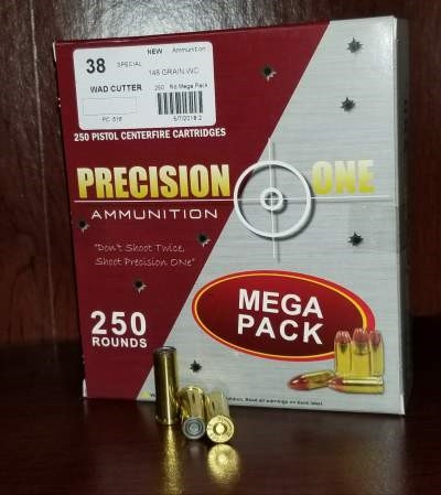 Precision One 38 Special Ammunition 148 Grain Wadcutter 250 rounds