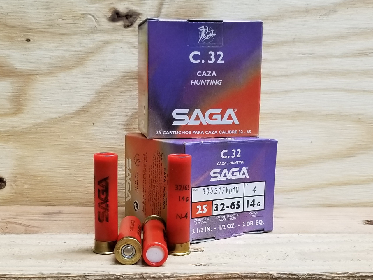 SAGA 32 Gauge Ammunition 2-1/2" 4 Shot 1/2oz 1330fps Case of 250 Rounds