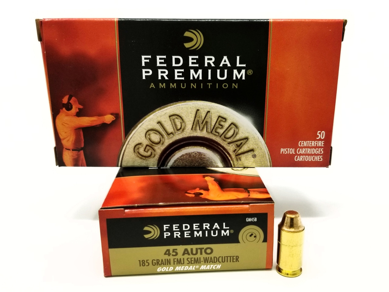 Federal 45 Auto Ammunition Gold Metal GM45B 185 Grain Full Metal Jacket ...