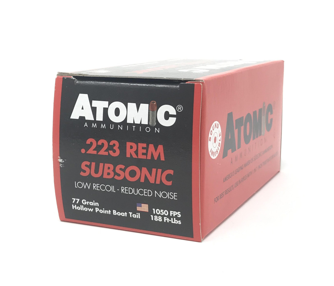 Atomic Ammunition 223 Rem Subsonic 00429 77 Grain Hollow Point Boat ...