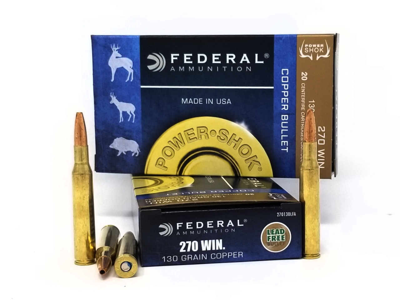Federal 270 Win Ammunition Power-Shok 270130LFA 130 Grain Copper Hollow ...