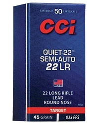 CCI 22 LR Ammunition Quiet-22 Semi-Auto 975CC 45 Grain Lead Round Nose ...