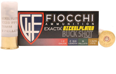 Fiocchi Exacta 12 Gauge Ammunition FI12HV00BK 2-3/4" 9 Pellet 00 Buck ...