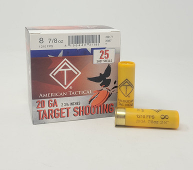 American Tactical 20 Gauge Ammunition Target Load ATIAC20T8CASE 2-3/4 ...
